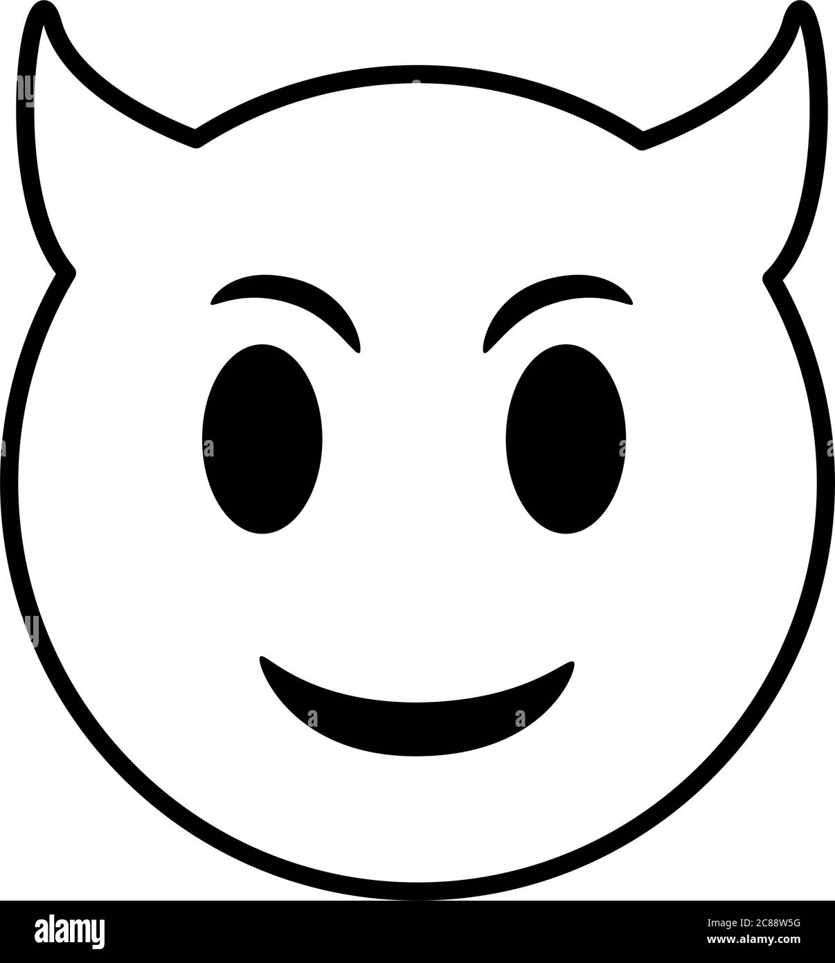 diable emoji visage classique style ligne icône vecteur illustration ...