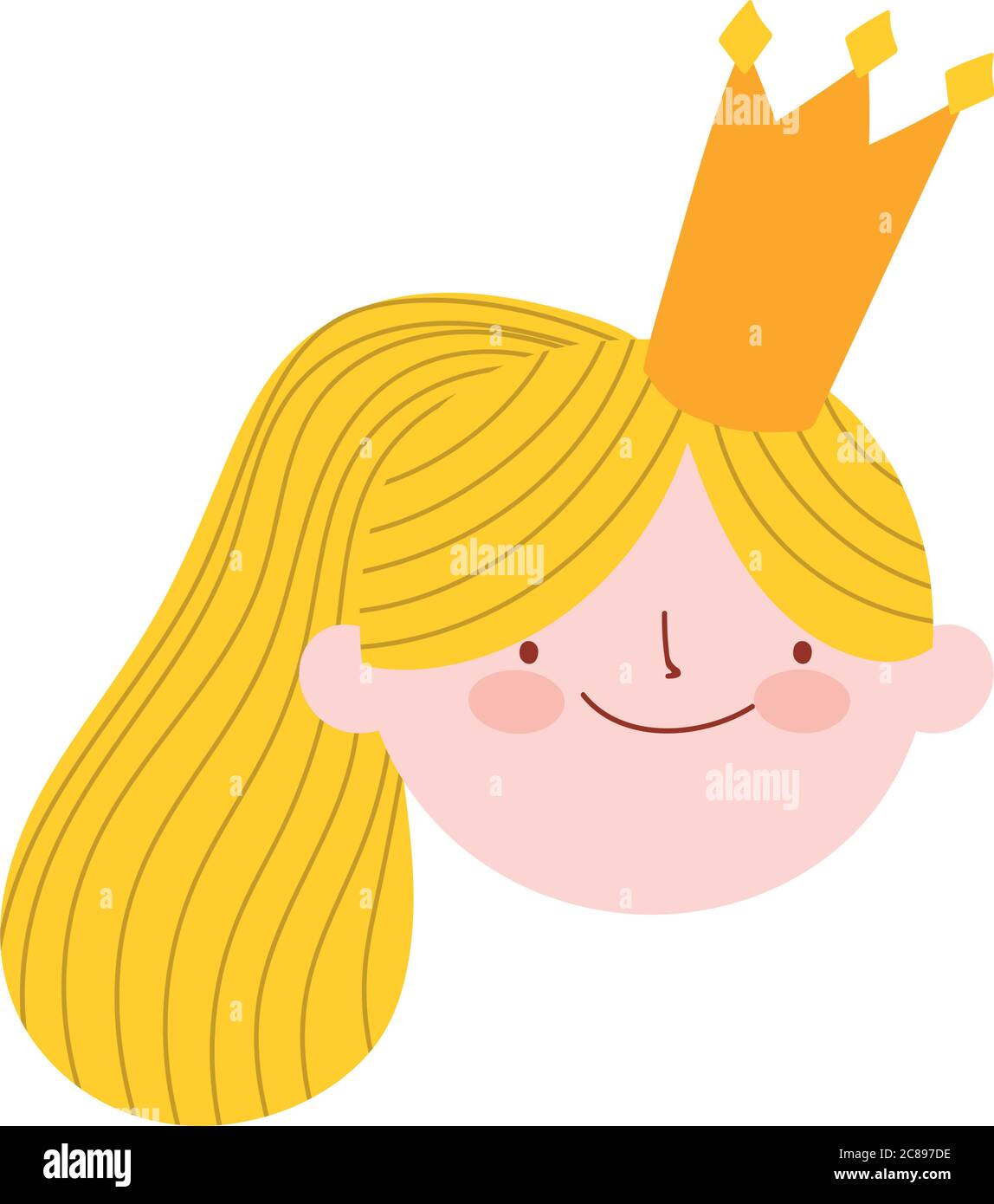 adorable visage fille avec couronne or dessin animé isolé icône dessin ...