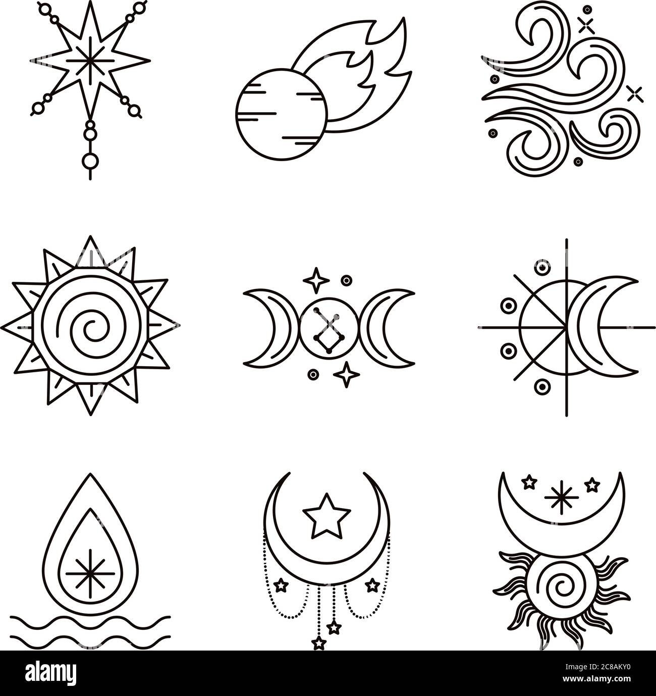 ensemble de signes et symboles du zodiaque dessin d'illustration ...