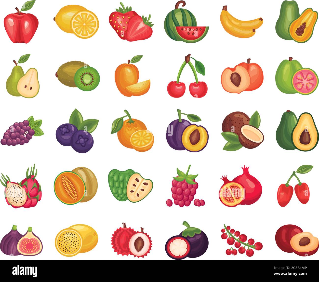 ensemble de fruits frais ensemble icônes dessin vectoriel illustration ...