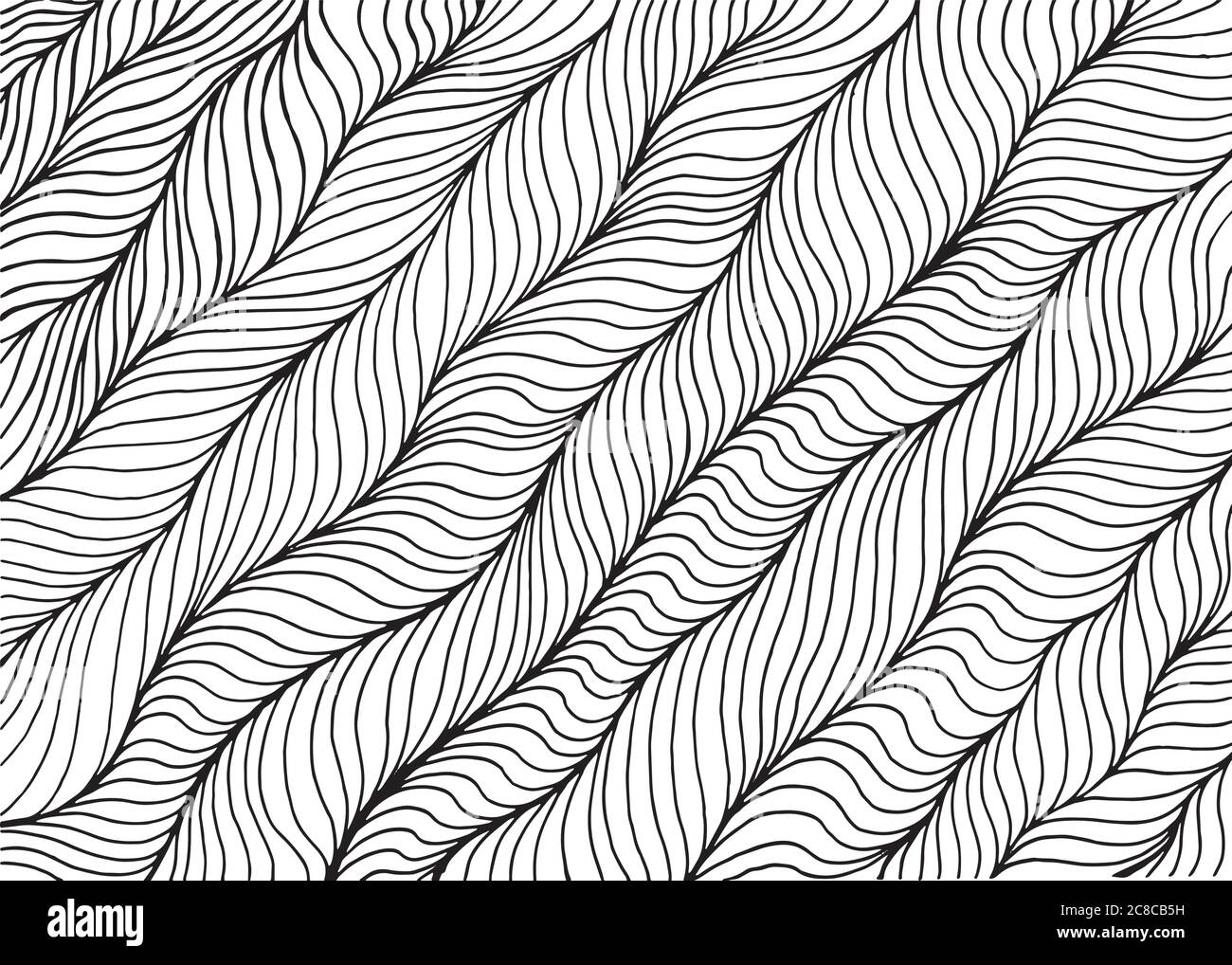 Page de coloriage abstraite à rayures ondulées. Illustration de Doodle ...