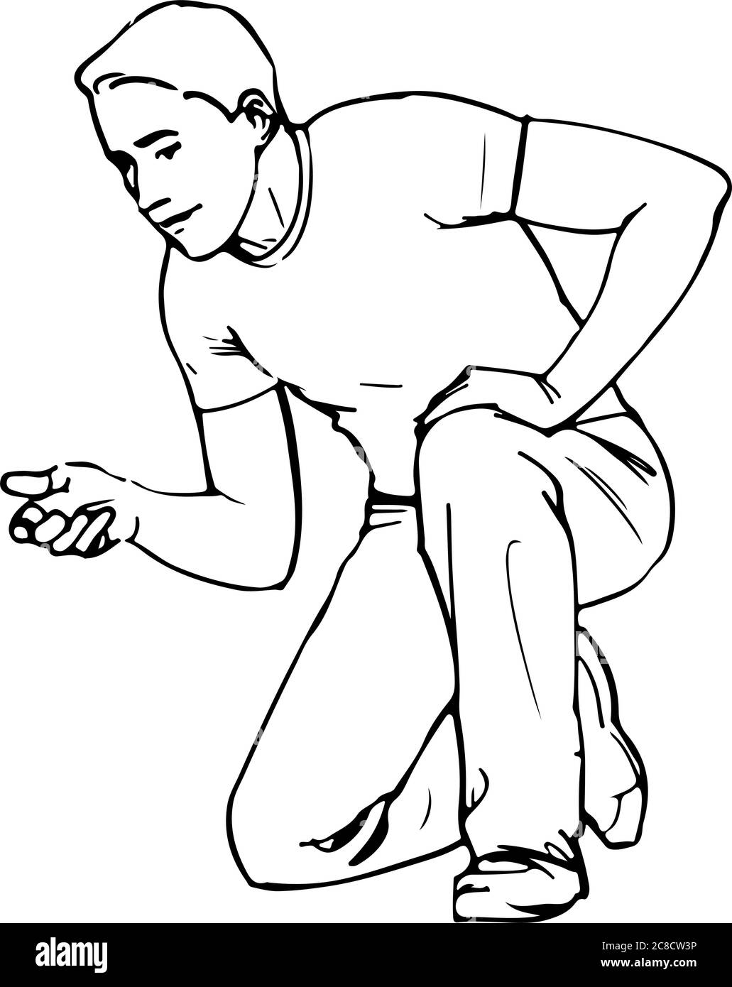 Dessin homme à genoux Banque d'images vectorielles - Alamy