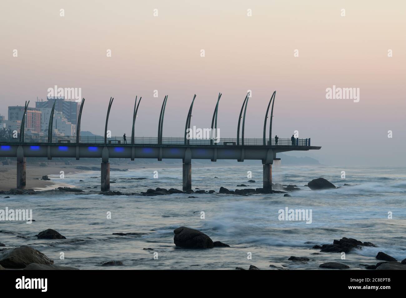 Paysage, Durban, Afrique du Sud, jetée sur la plage de Umhlanga Rocks ...