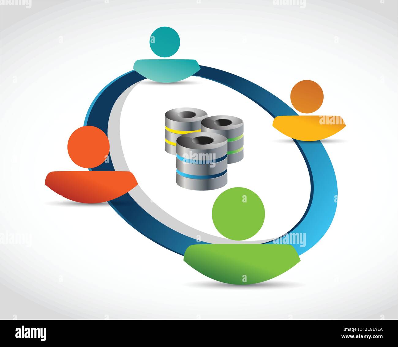 Schéma de l'illustration du réseau du cycle du serveur de personnes sur ...