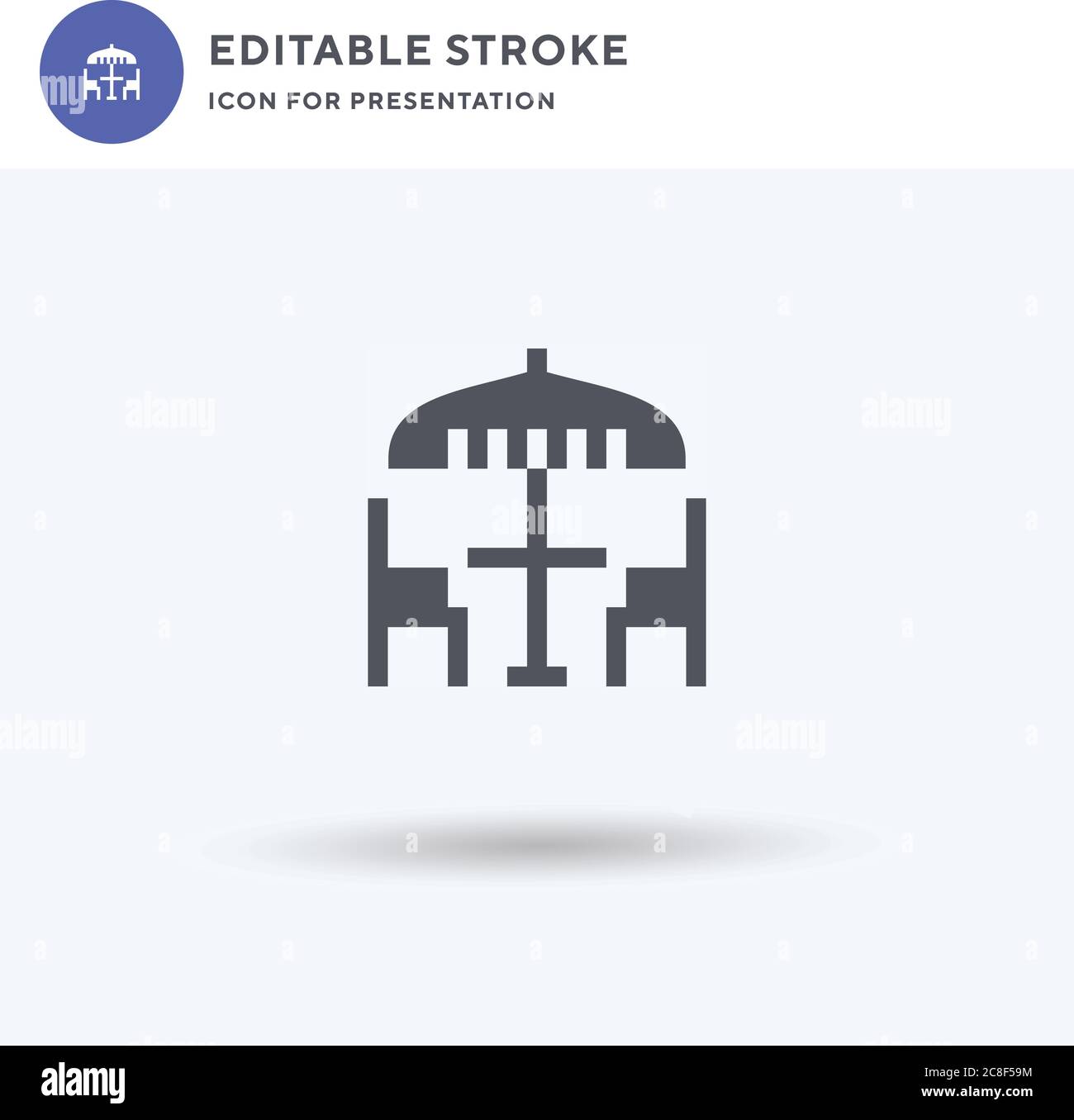 Symbole de terrasse, signe plat rempli, pictogramme solide isolé sur ...