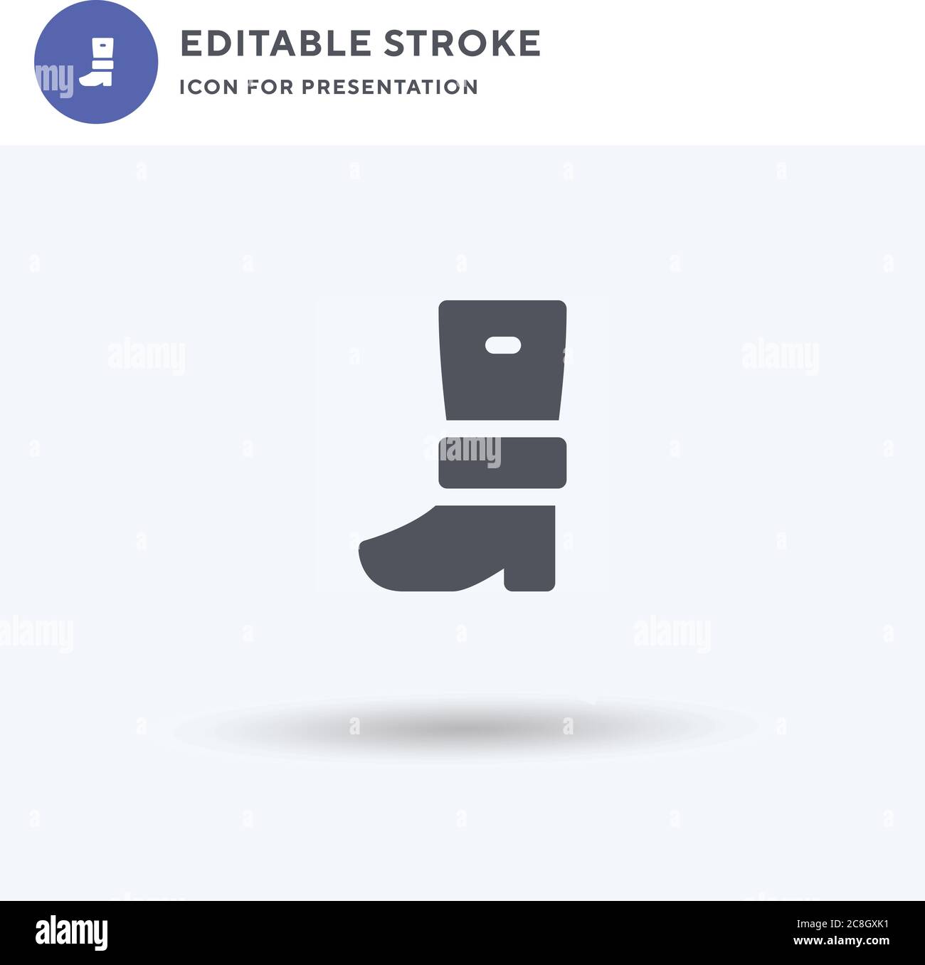 Symbole de bottes, affiche plate remplie, pictogramme solide isolé sur ...