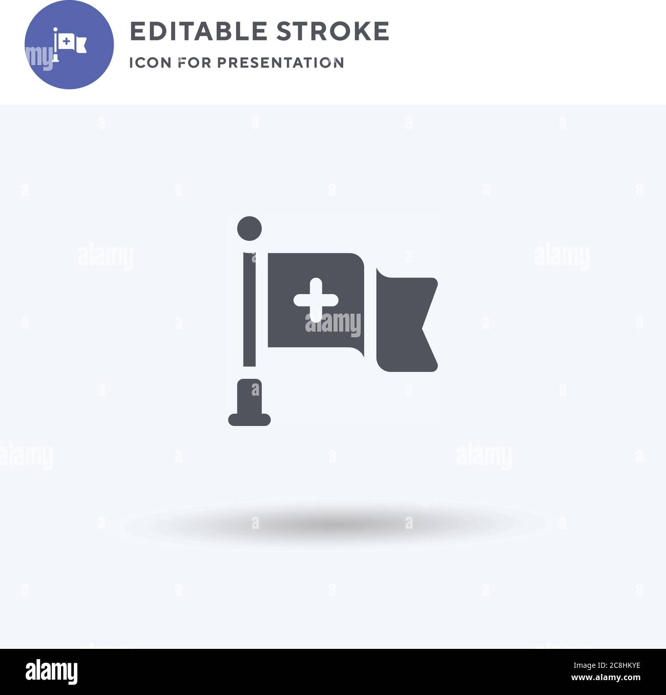 Croix rouge, symbole à plat rempli, pictogramme solide isolé sur blanc ...