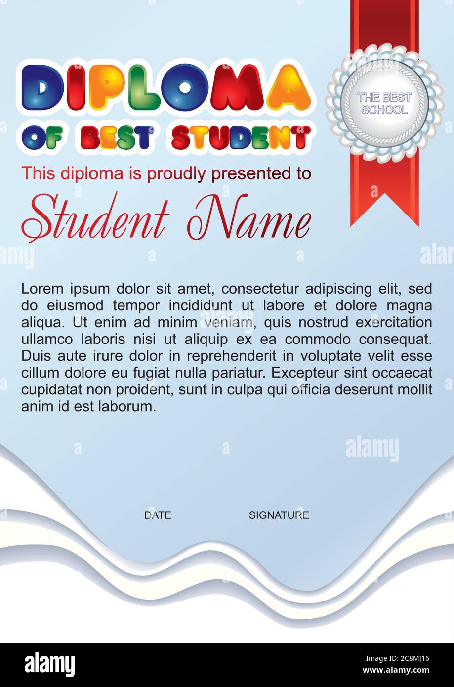 Kids diploma certificate background design Banque de photographies et d ...