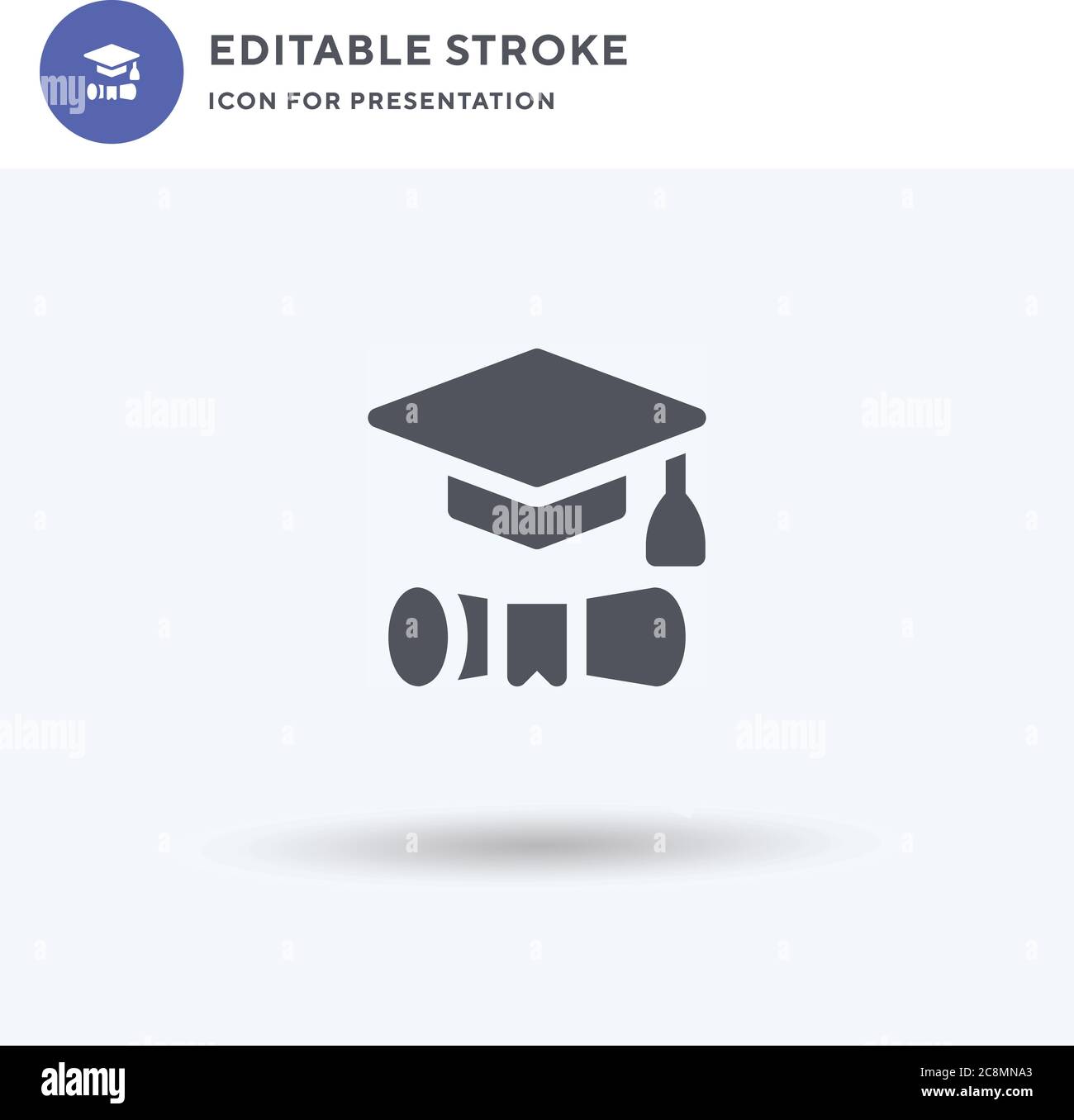 Symbole de graduation, signe plat rempli, pictogramme solide isolé sur ...