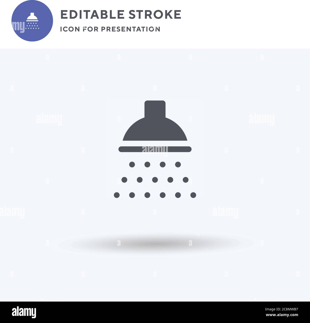 Symbole de douche, signe plat rempli, pictogramme solide isolé sur ...