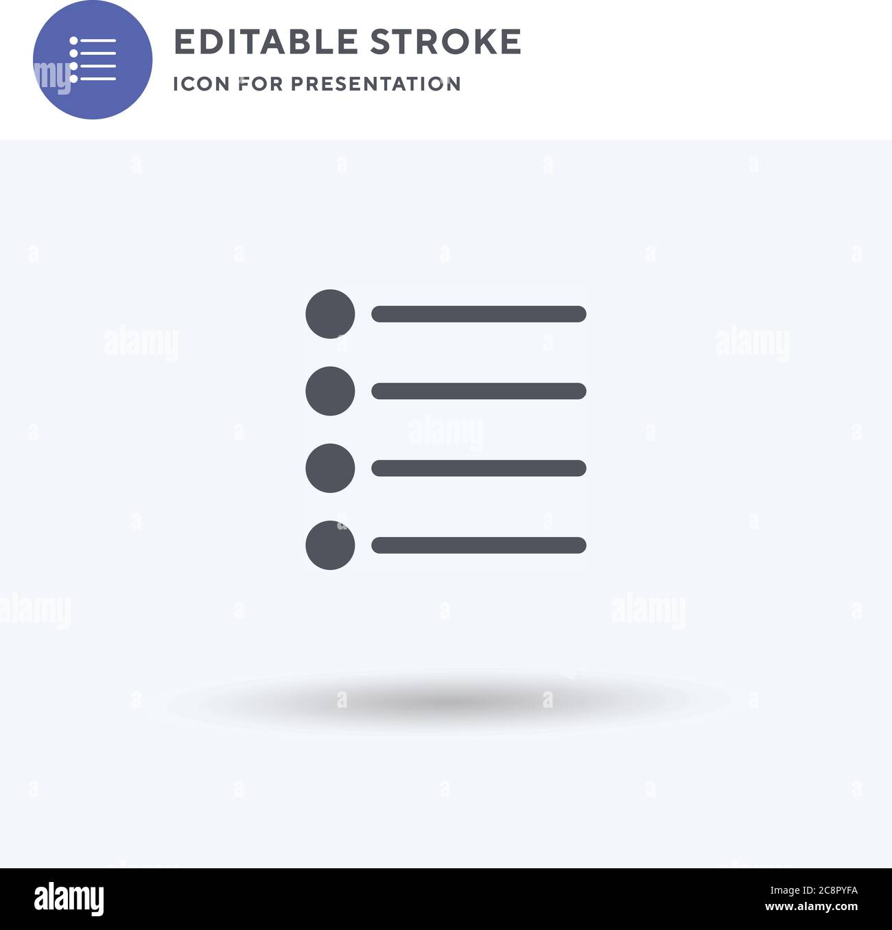 Liste des icônes vecteur, affiche plate remplie, pictogramme solide ...