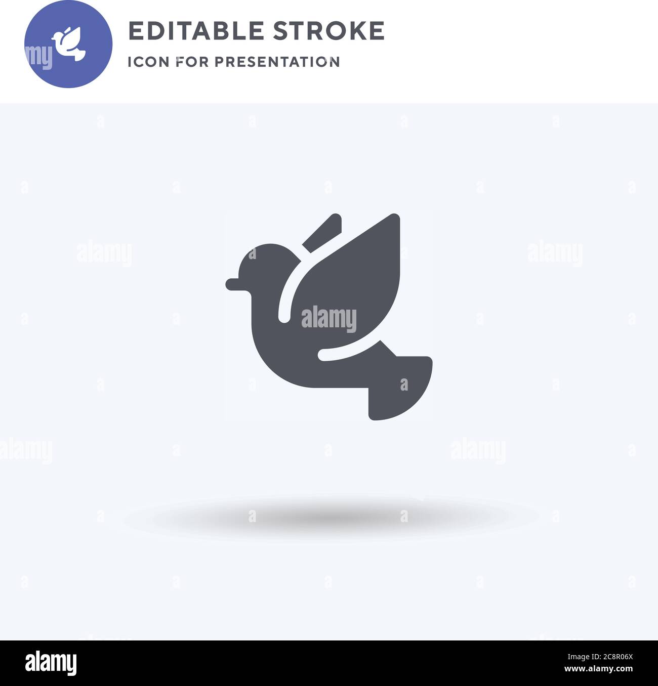 Symbole de colombe, signe plat rempli, pictogramme solide isolé sur ...