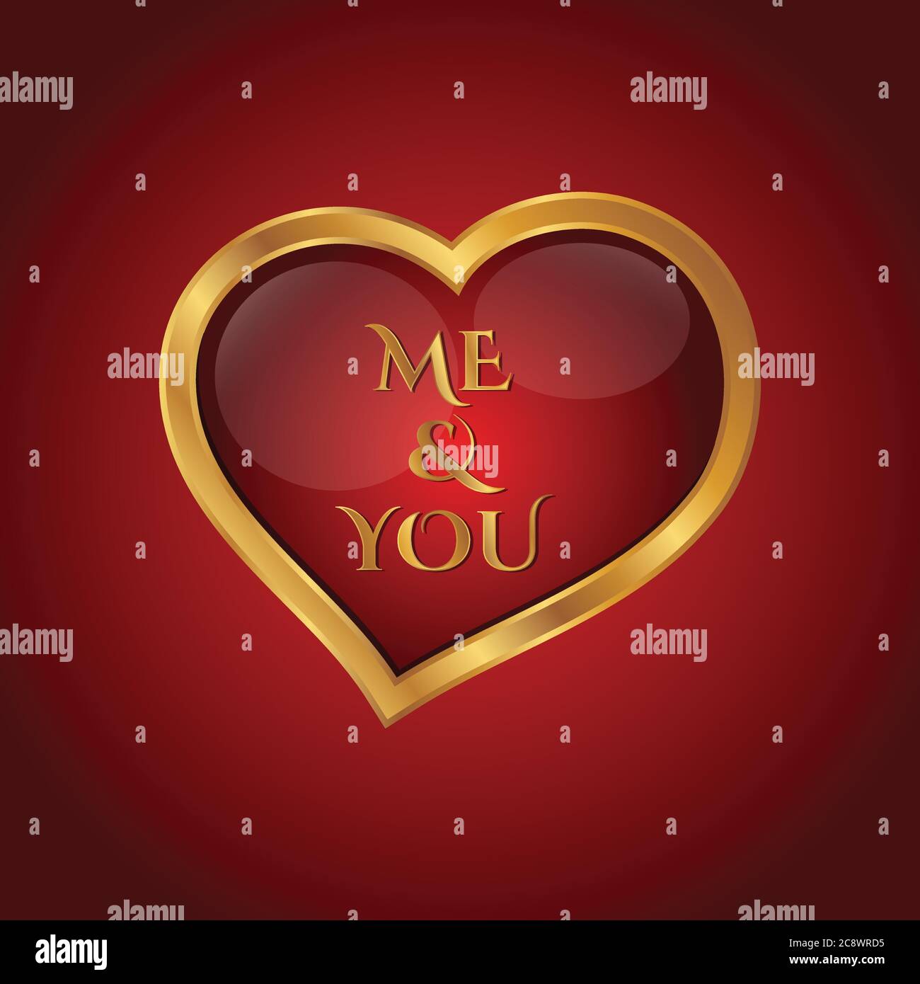 Symbole vectoriel en forme de coeur de luxe avec la lettre moi et vous ...