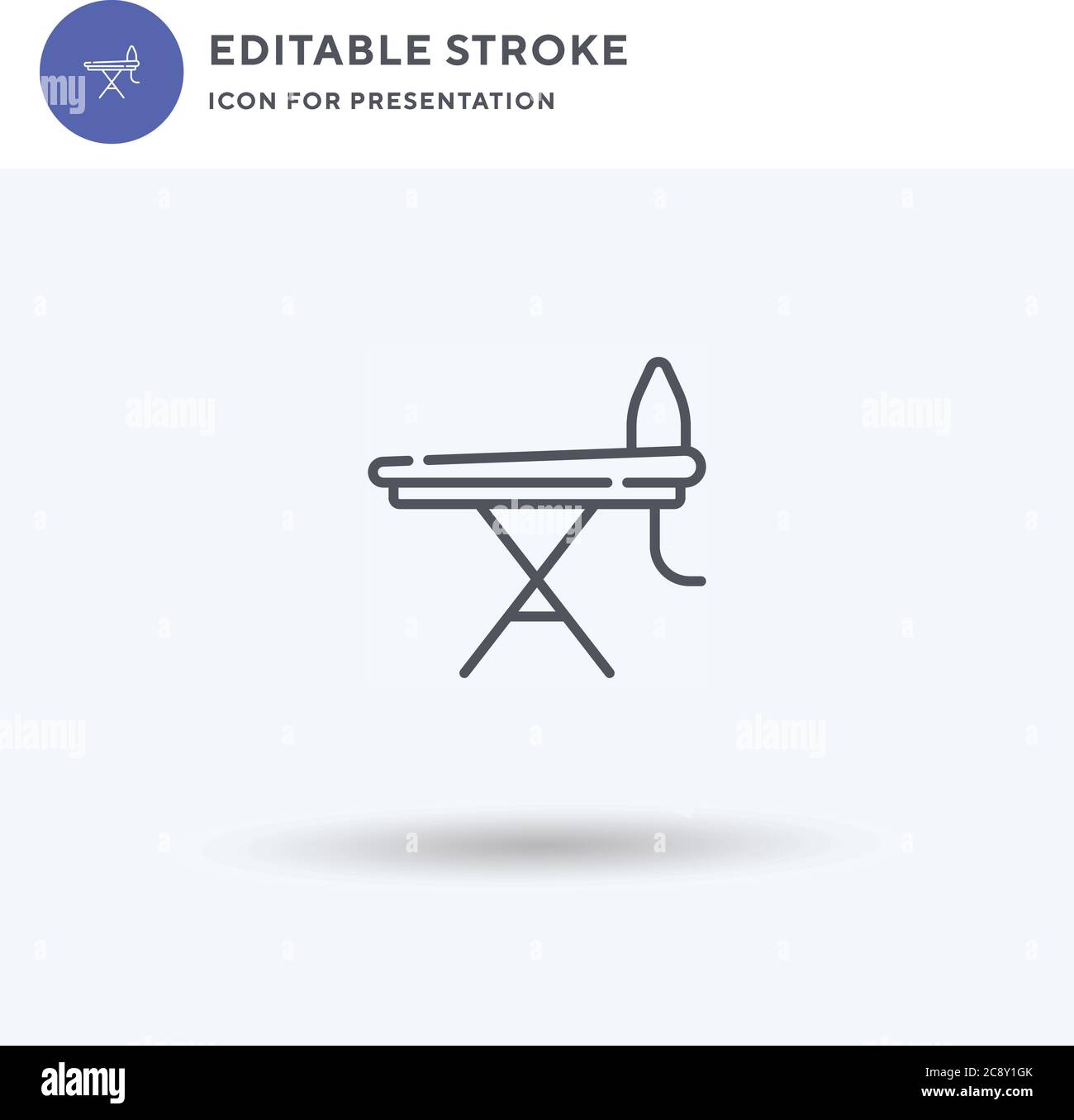 Vecteur d'icône de repassage, affiche plate remplie, pictogramme solide ...