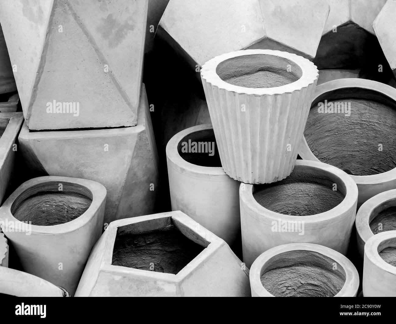 Pots de ciment Banque d'images noir et blanc - Alamy