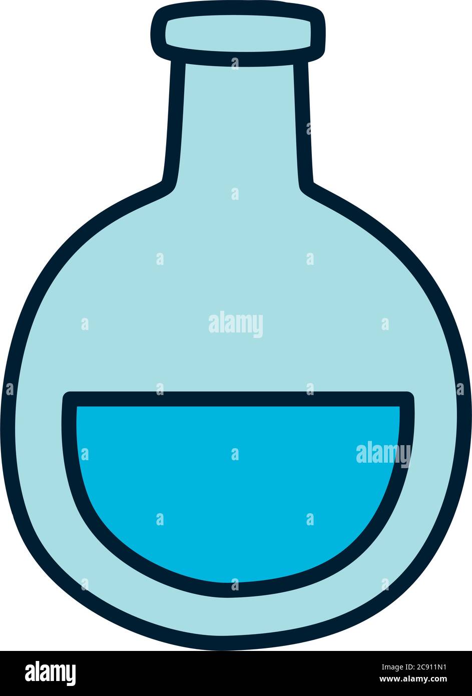 icône de flacon rond chimique sur fond blanc, style de remplissage et ...