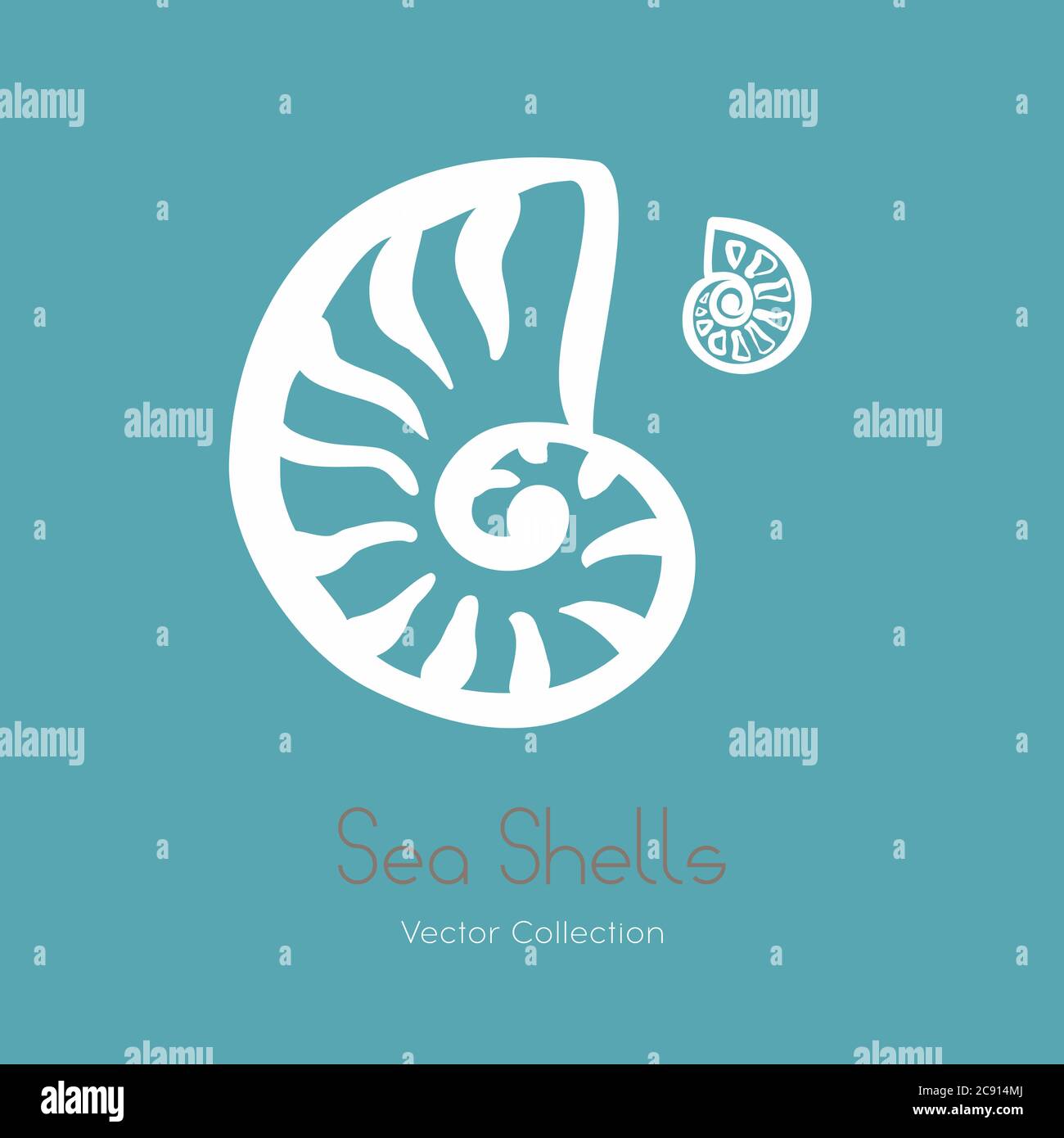 Fossil ammonite nautilus seashell vector logo set. Vecteur isolé de ...