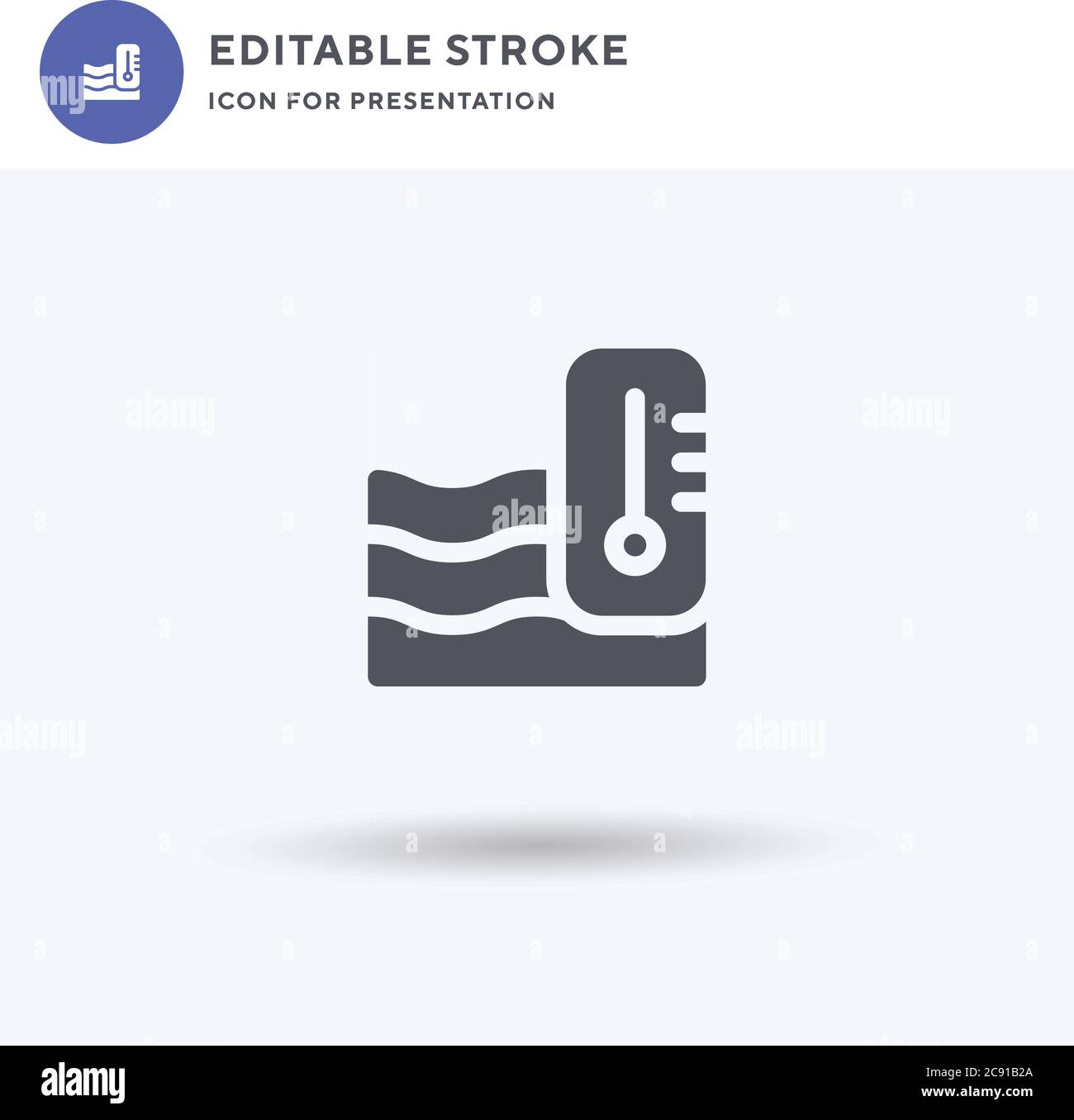 Vecteur d'icône de température, signe plat rempli, pictogramme solide ...