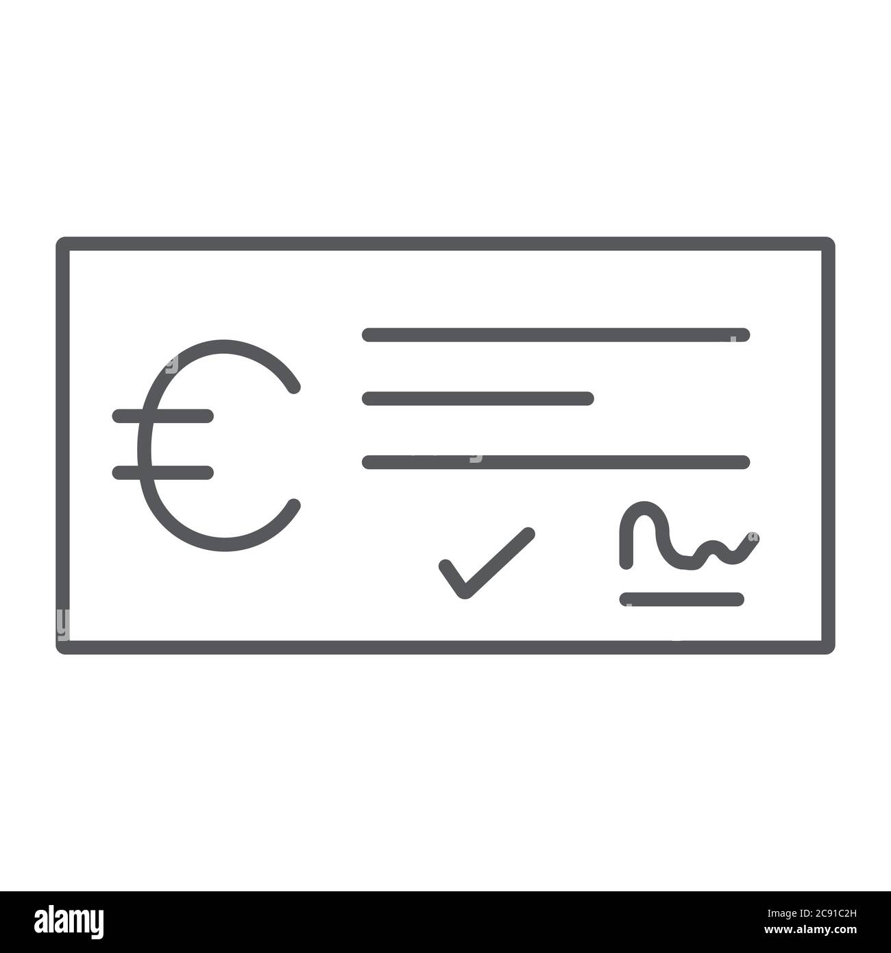 Icône de ligne mince de paiement par chèque bancaire, finance et banque ...