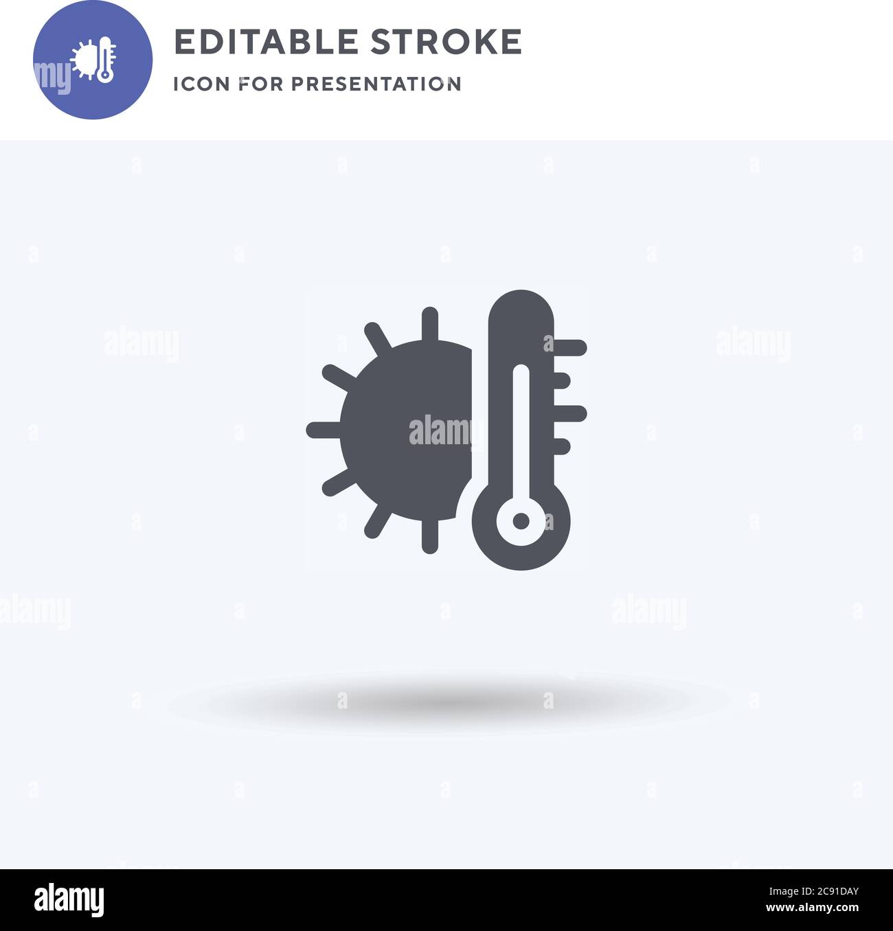 Vecteur d'icône de température, signe plat rempli, pictogramme solide ...