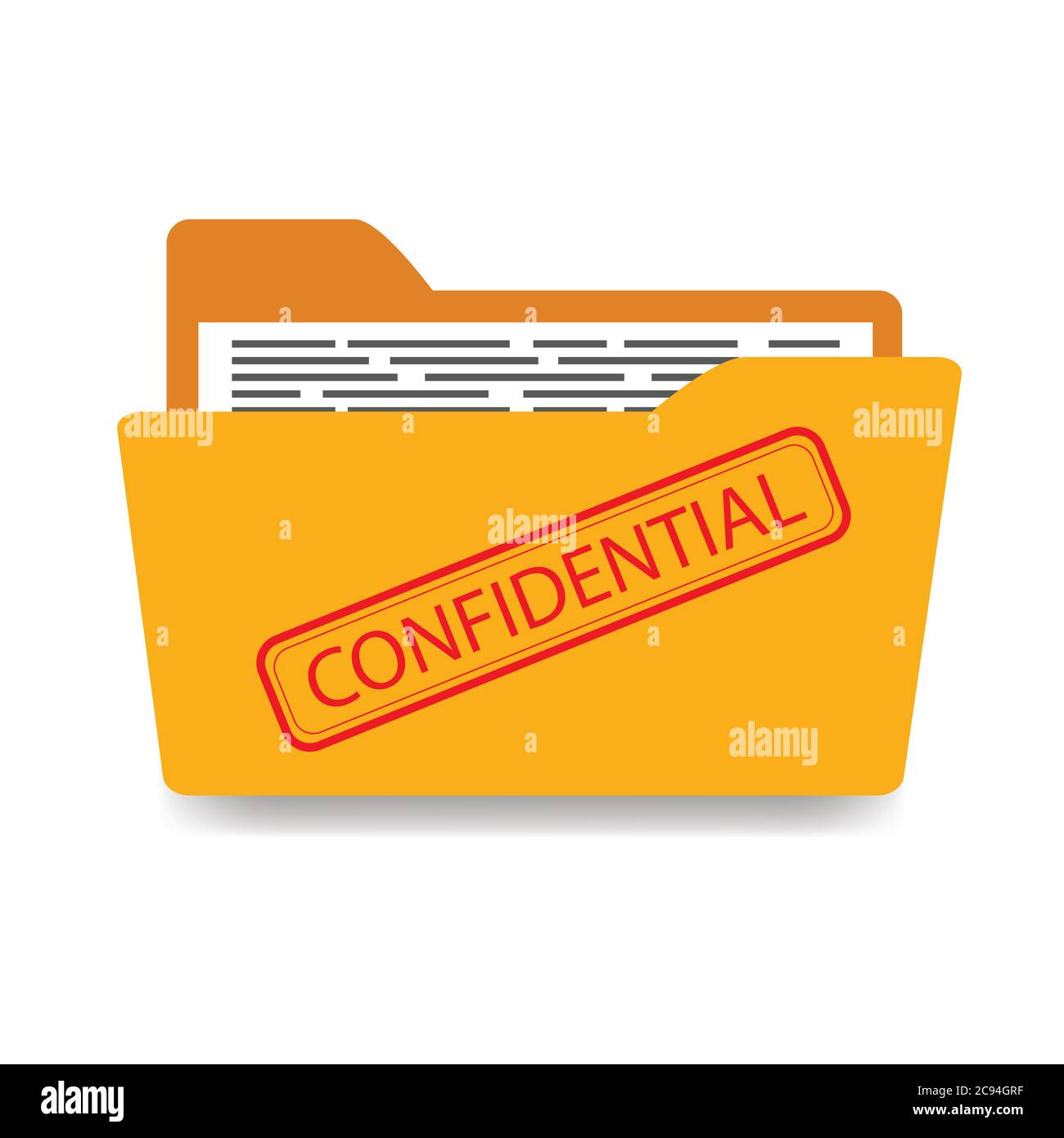 Dossier Office avec documents, confidentiel, isolé sur fond blanc ...