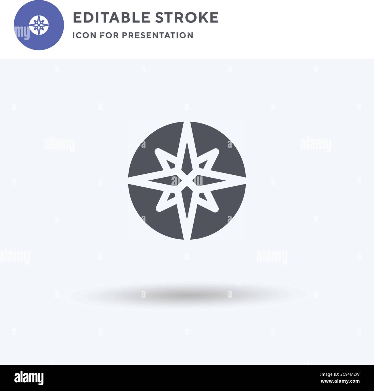 Icône de boussole, signe plat rempli, pictogramme solide isolé sur ...