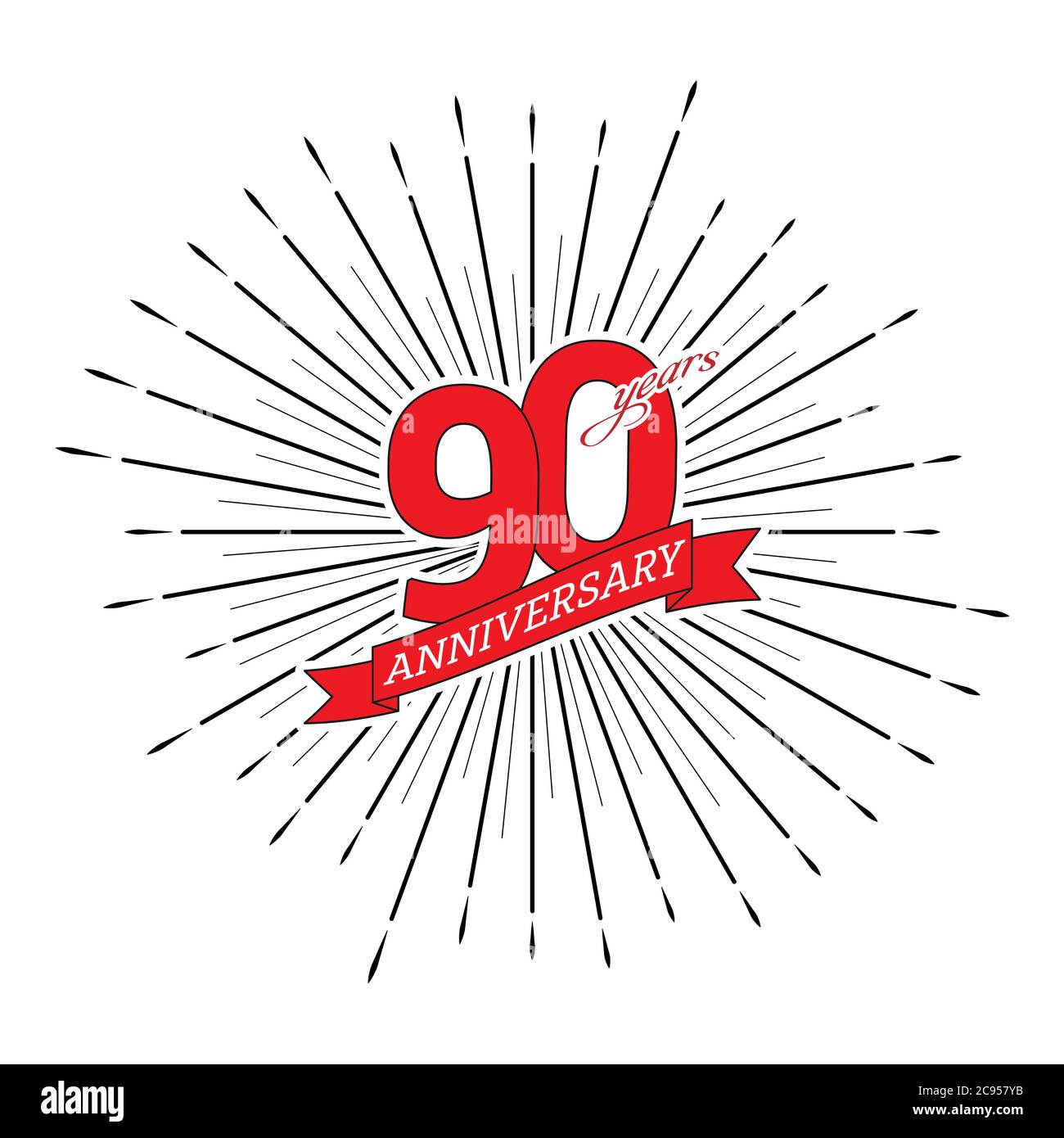 Félicitations pour l'anniversaire de 90 ans. Illustration vectorielle ...