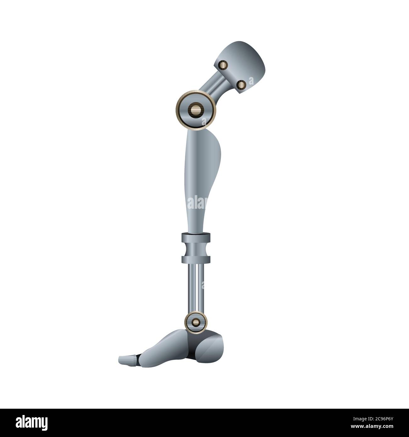 Prothèse de jambe en métal sur fond blanc Image Vectorielle Stock - Alamy