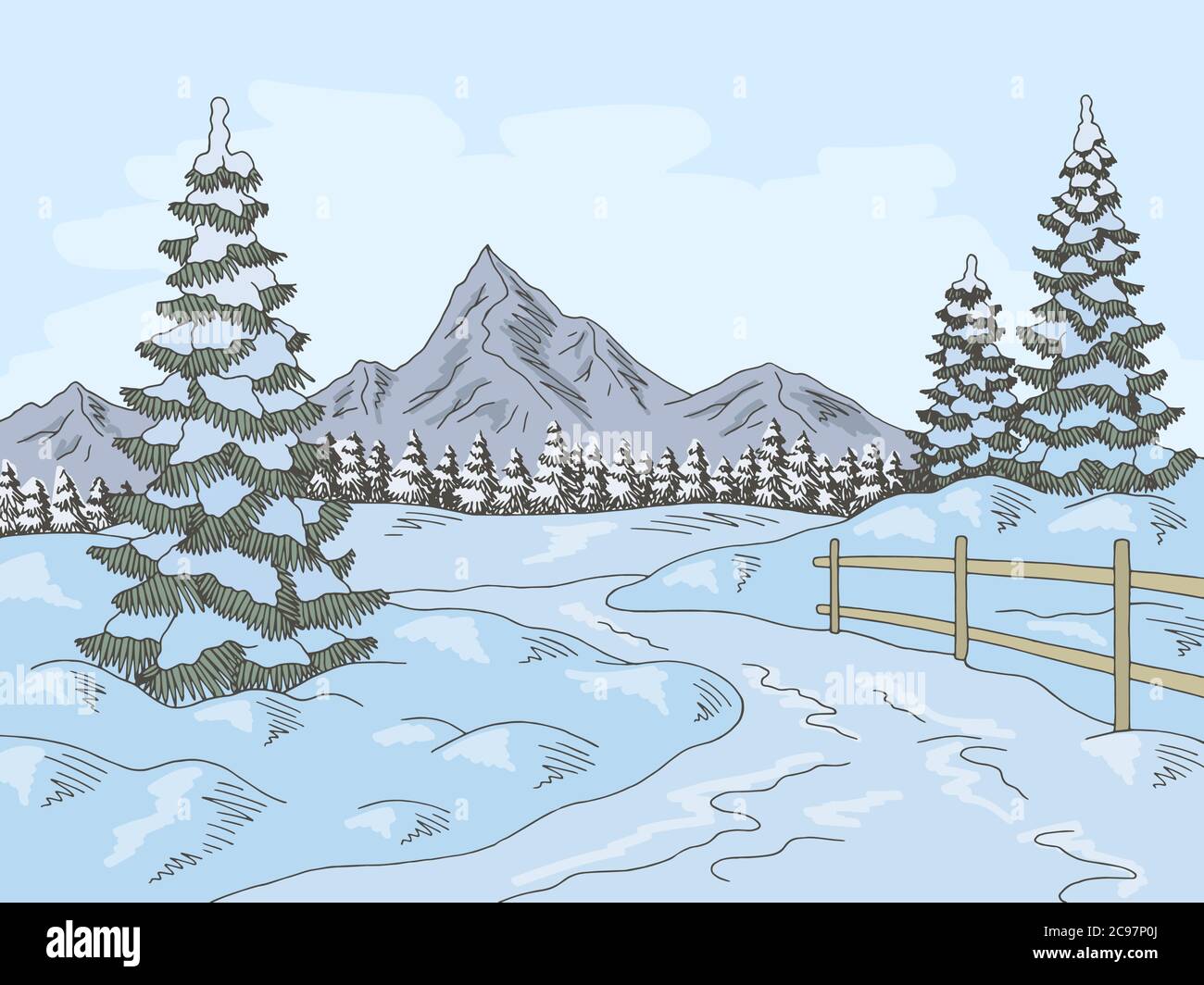 Hiver parc routier Banque d'images vectorielles - Alamy