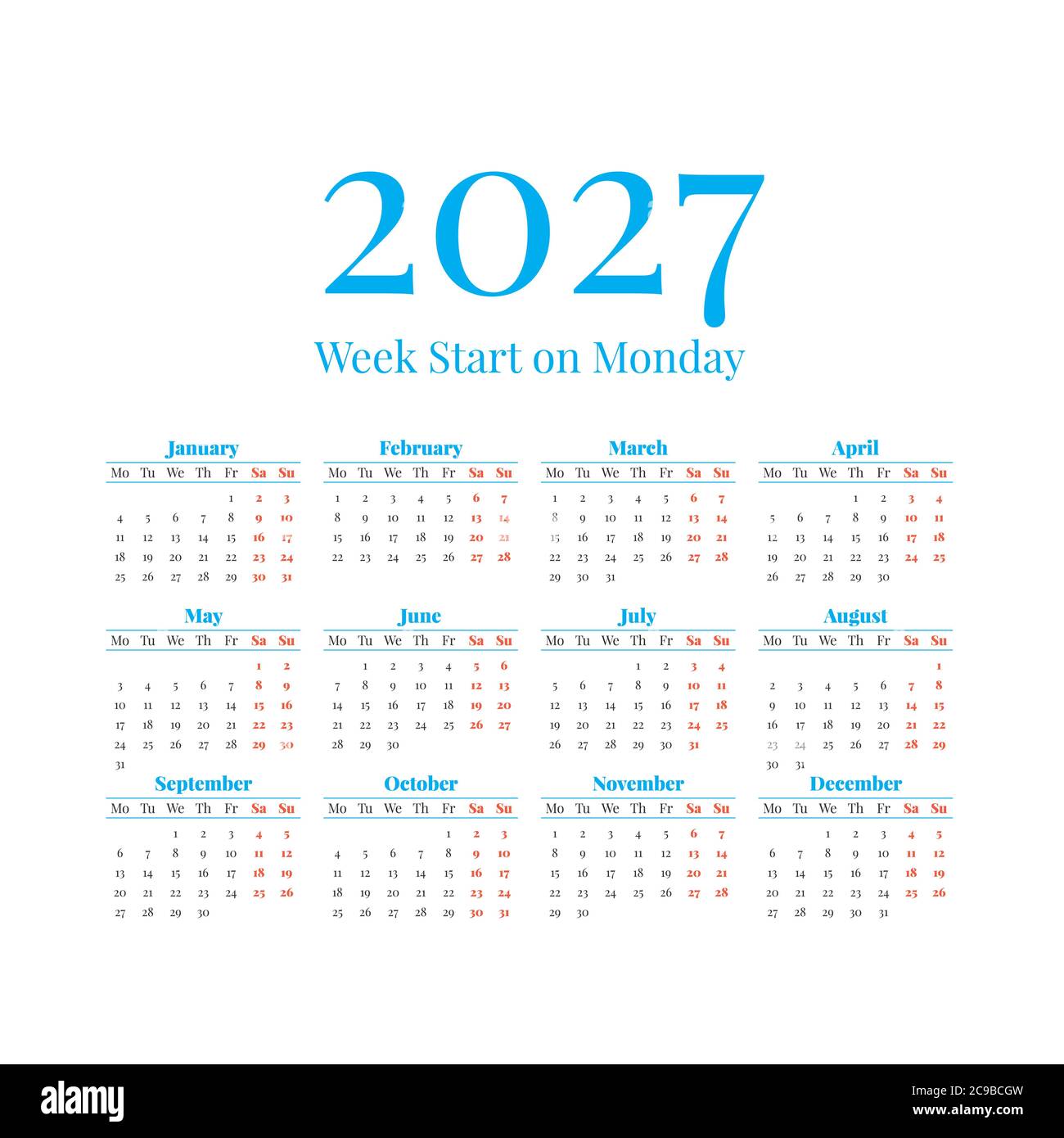 Calendrier 2027 Banque de photographies et d’images à haute résolution ...