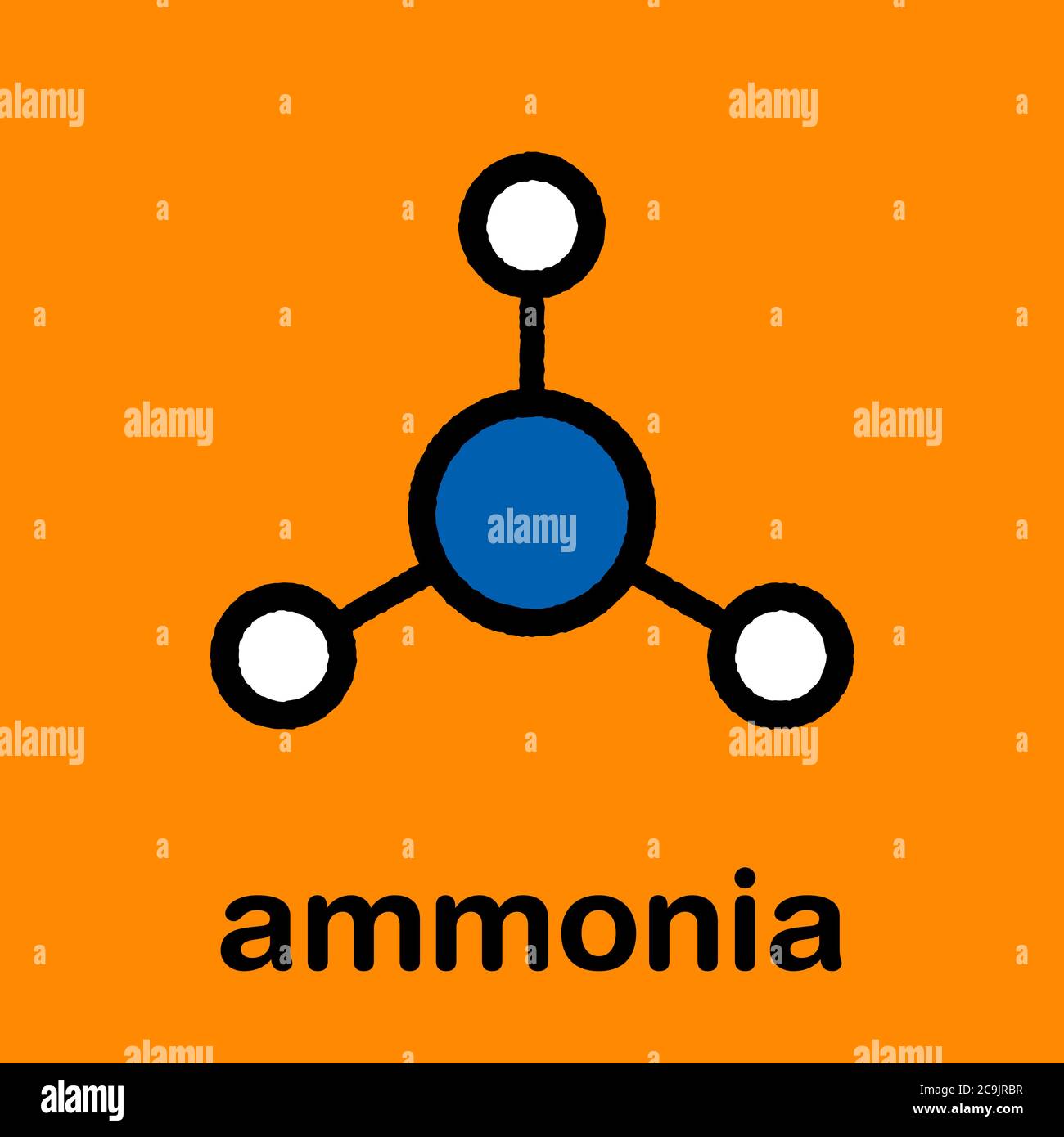 Molécule d'ammoniac (NH3). Formule squelettique stylisée (structure ...