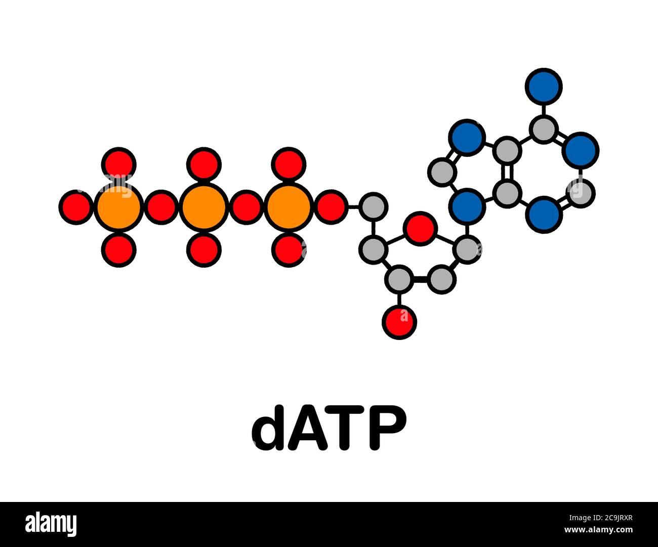 Molécule de nucléotide de désoxyadénosine triphosphate (dATP). Bloc de ...