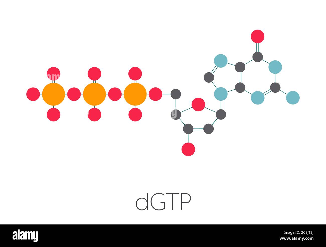 Molécule de nucléotide de désoxyguanosine triphosphate (DGTP). Bloc de ...