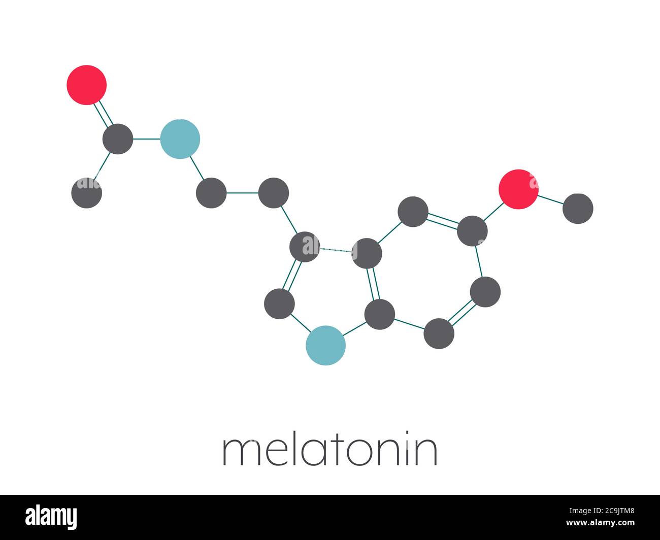 Molécule d'hormone de mélatonine. Chez l'homme, il joue un rôle dans la ...