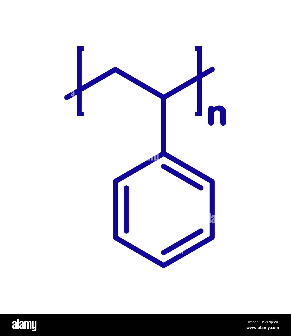Plastique polystyrène (PS), structure chimique. Utilisé dans les ...