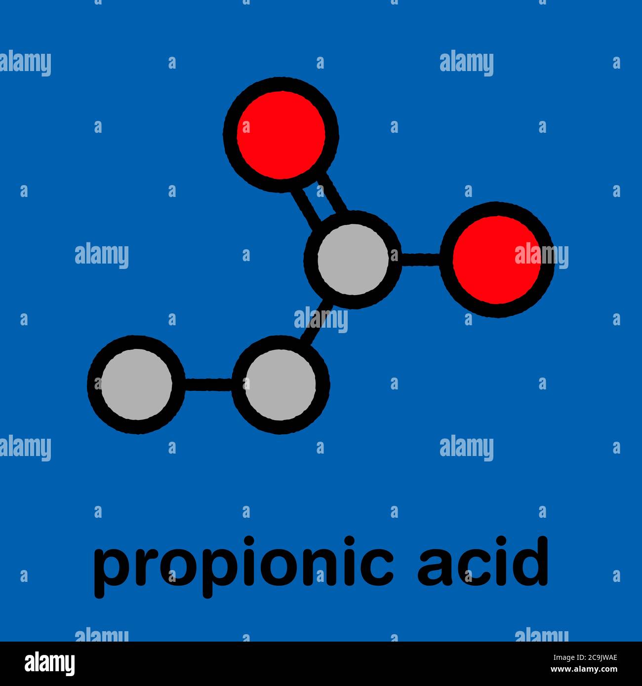 Molécule d'acide propionique (acide propanoïque). Utilisé comme ...