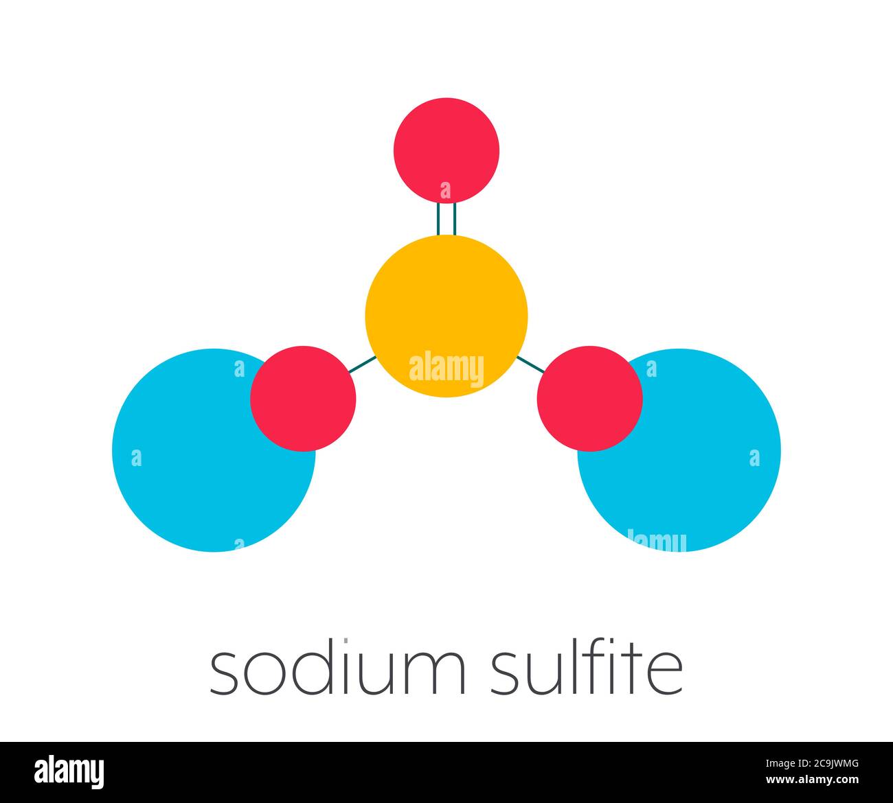 Sulfite de sodium, structure chimique. Formule squelettique stylisée ...