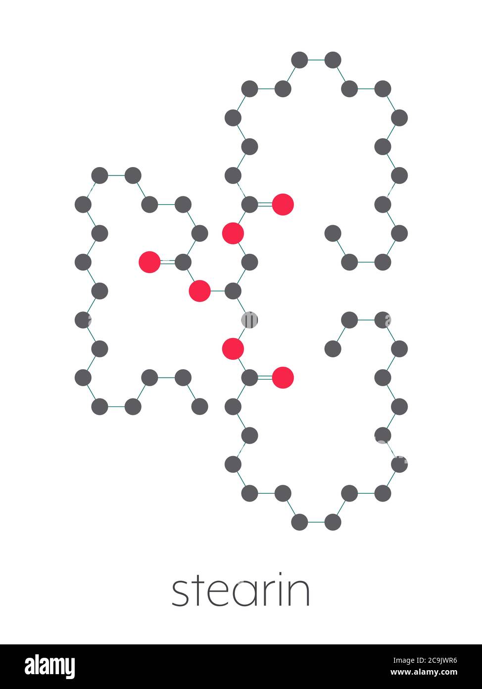 Molécule de gras saturés de stéarine : triglycéride composé de glycérol ...
