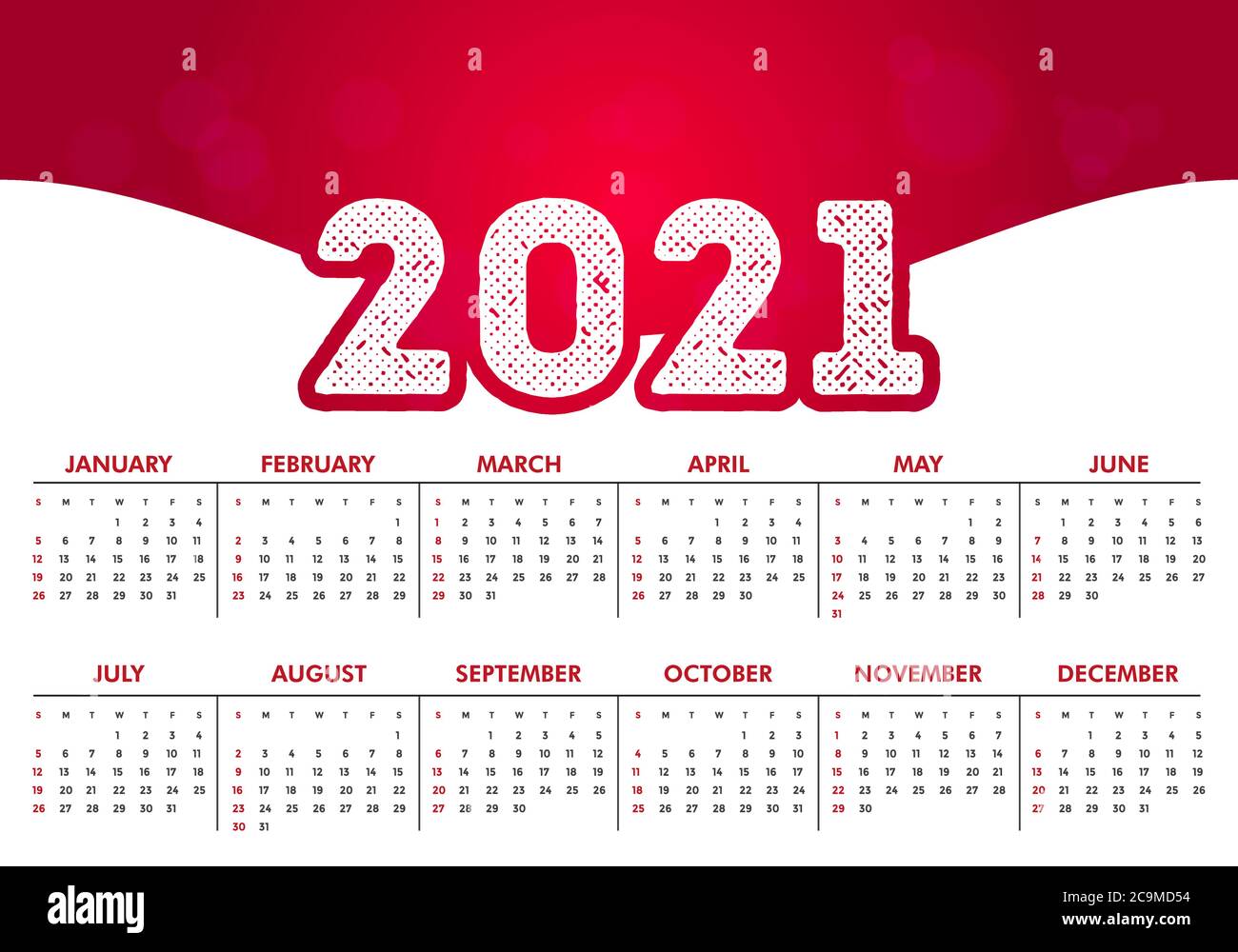 Calendrier 2021. Calendrier de la nouvelle année 2021. Illustration ...