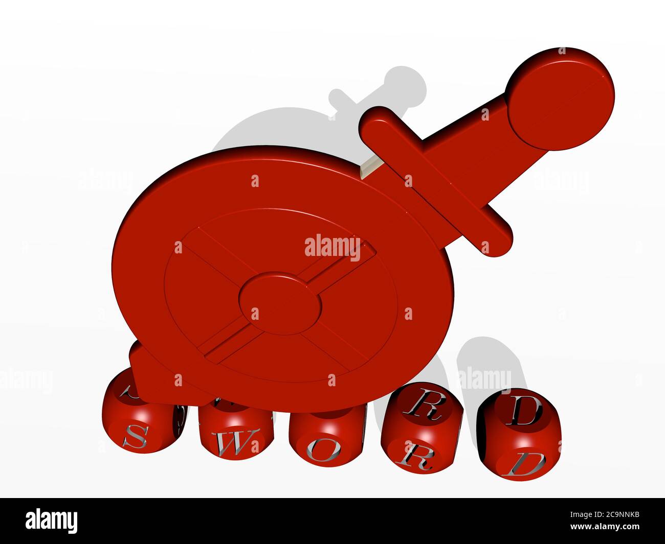 Image graphique 3D de l'épée verticalement avec le texte construit par ...