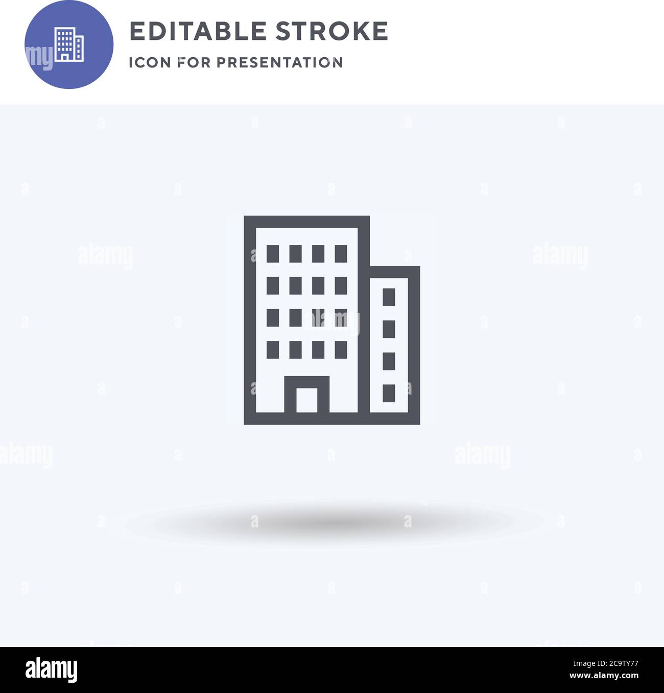 Vecteur d'icône de bâtiments, signe plat rempli, pictogramme solide ...