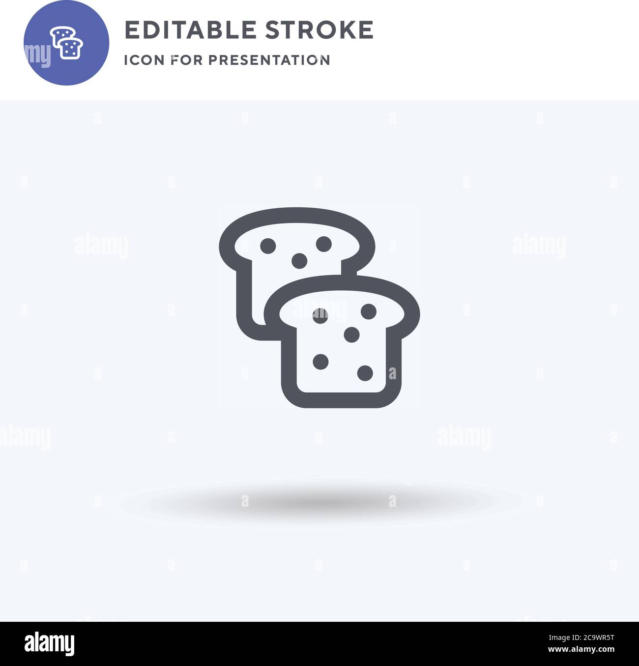 Symbole de pain, signe plat rempli, pictogramme solide isolé sur blanc ...