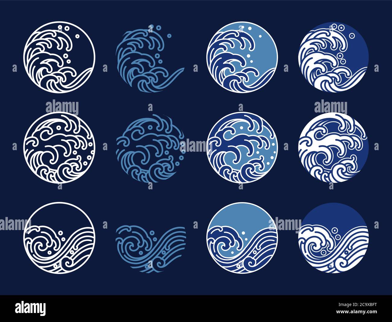 Illustration vectorielle du logo Water and Ocean wave Line art. Motif ...