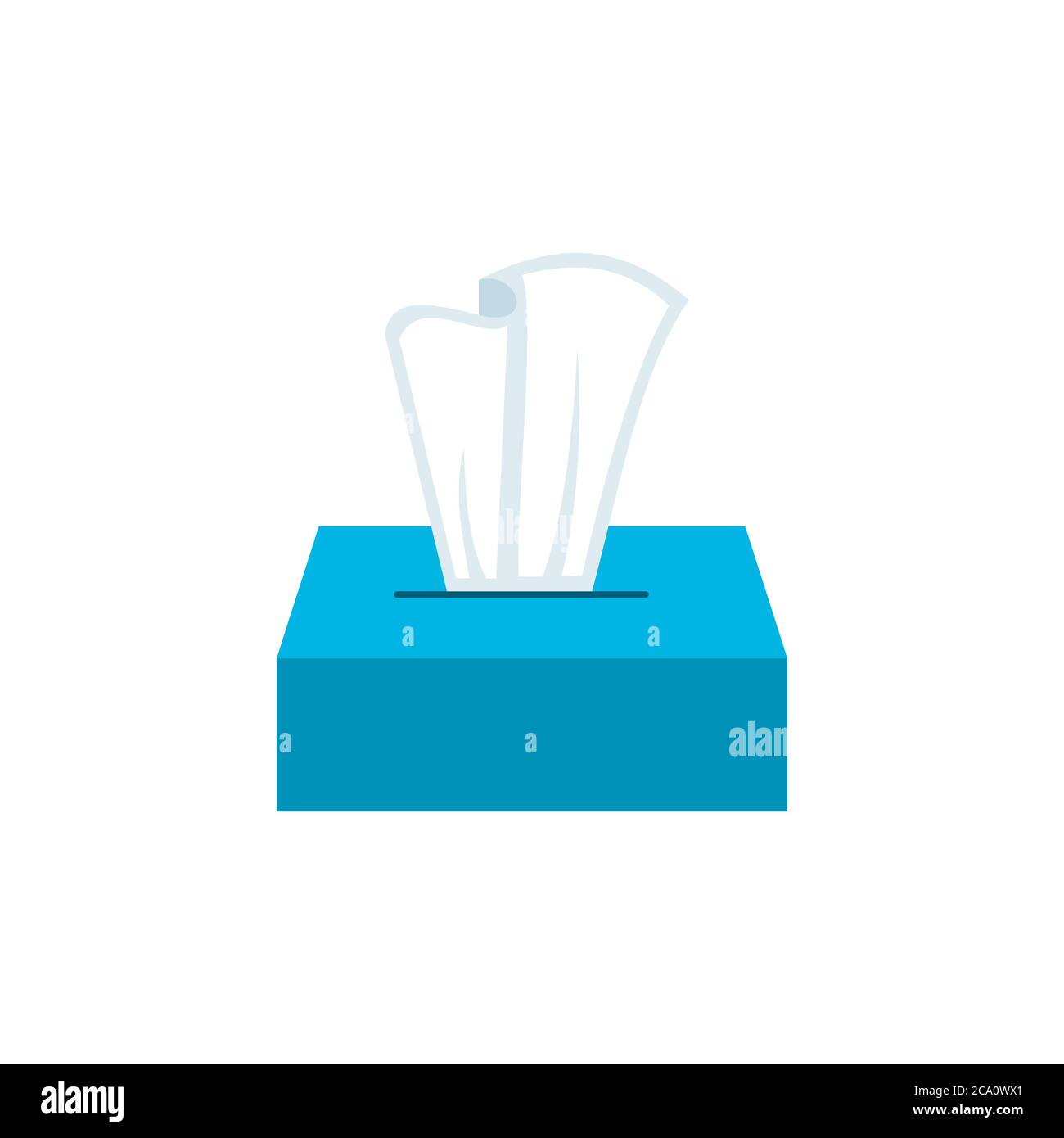 Boîte de papier de soie bleue sur fond blanc. Emballage en carton de ...