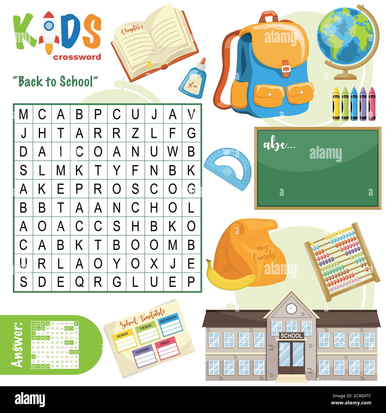 Recherche de mots facile mots croisés puzzle 'Retour à l'école', pour ...