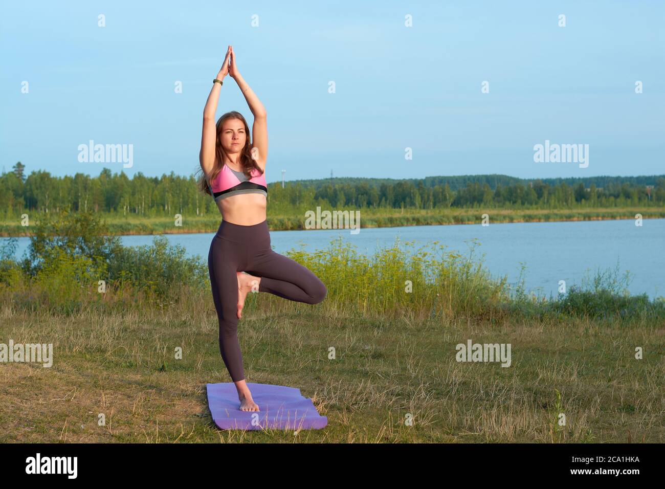 Yoga poses, fit woman Banque de photographies et d’images à haute ...