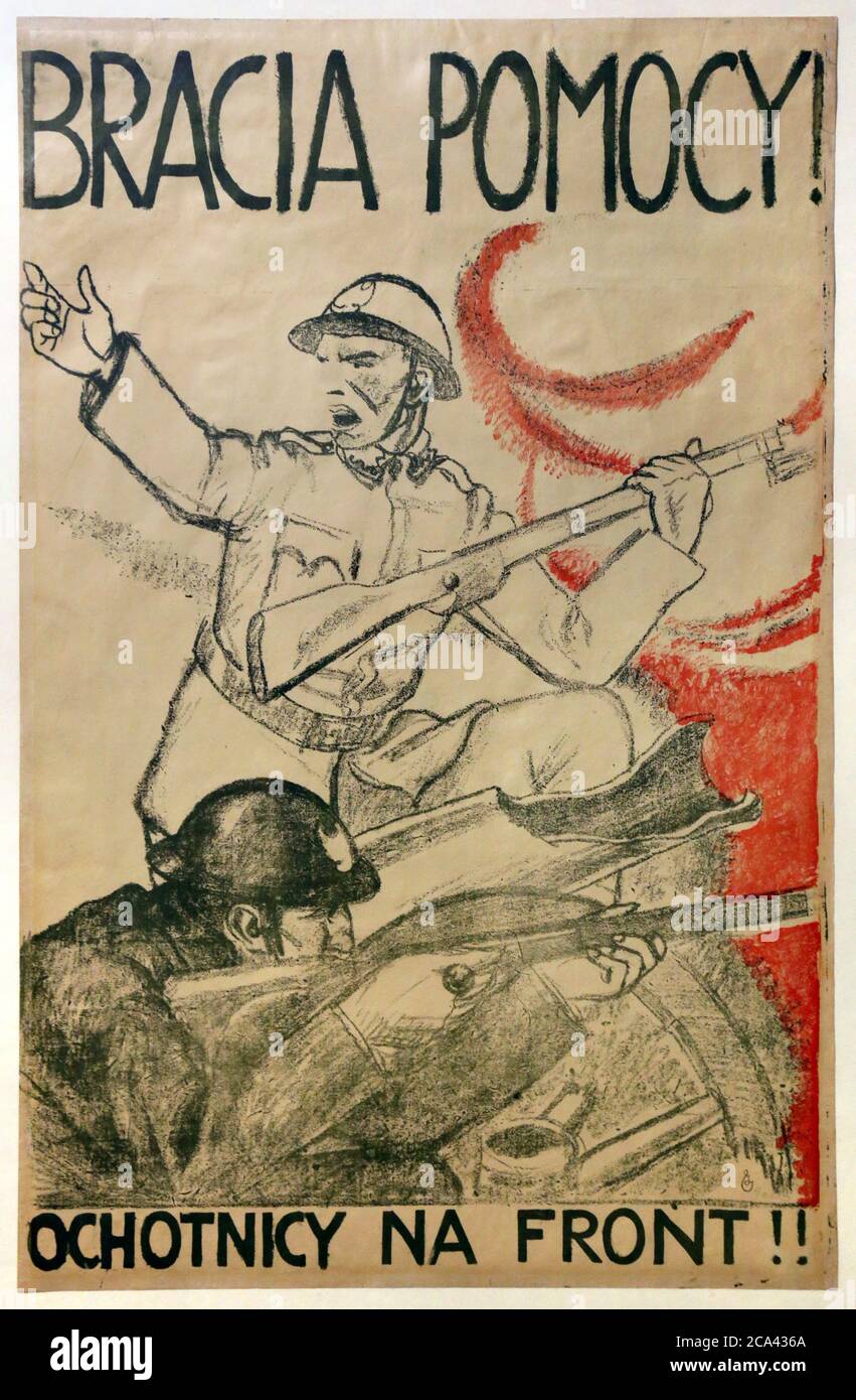 L'affiche de propagande de guerre entre la Pologne et l'Union ...