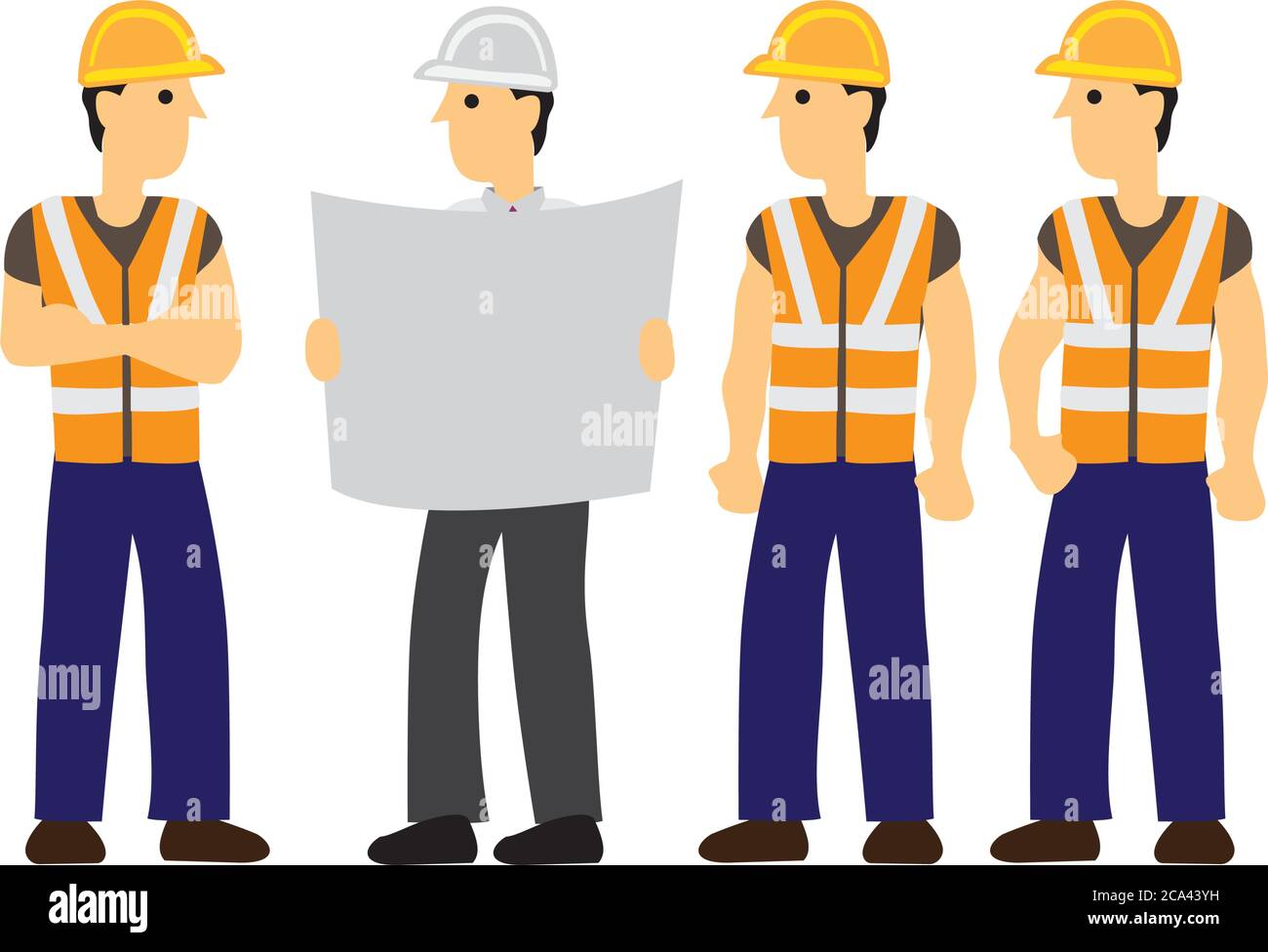 Le contremaître présente ses ouvriers de la construction sur leur ...