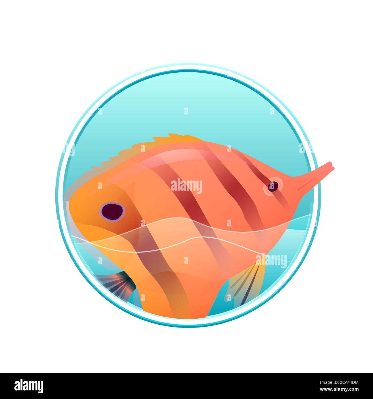 Illustration vectorielle du poisson de mer et de la mer dans le cercle ...