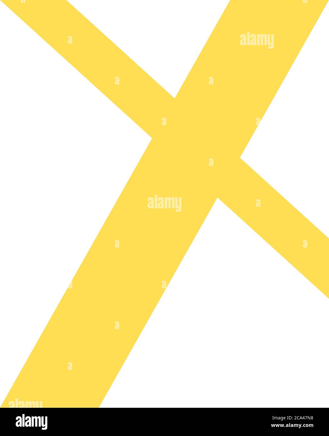 Symbole de croix oblique jaune sur fond blanc. Symbole jaune multiplié ...